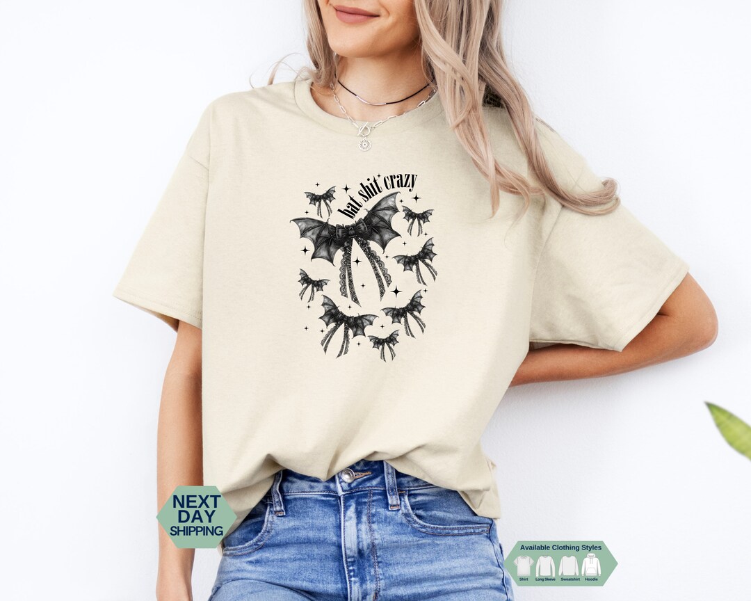 Bat Shit Crazy Shirt, Halloween Bat Sweatshirt, Trending Gothic Hoodie ...