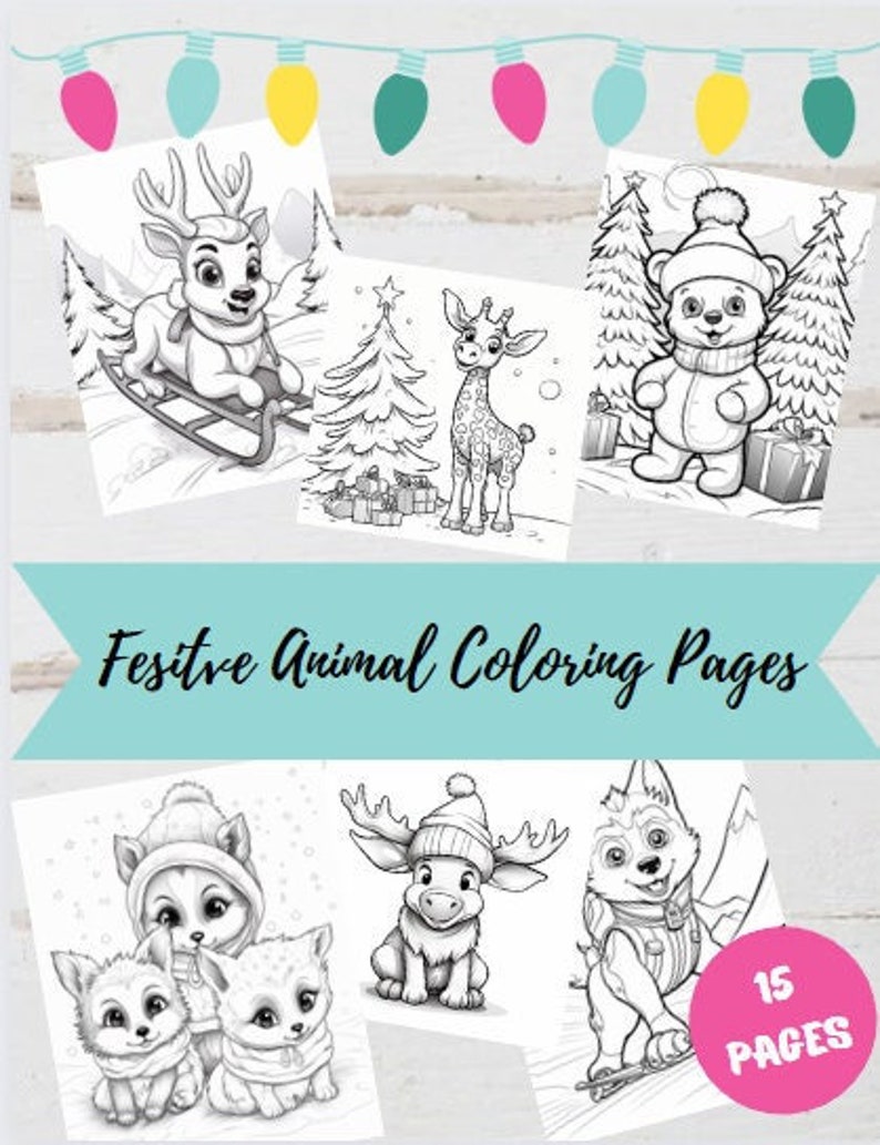 Whimsical Winter Wonderland: Cartoon Animals Coloring Book for Festive ...