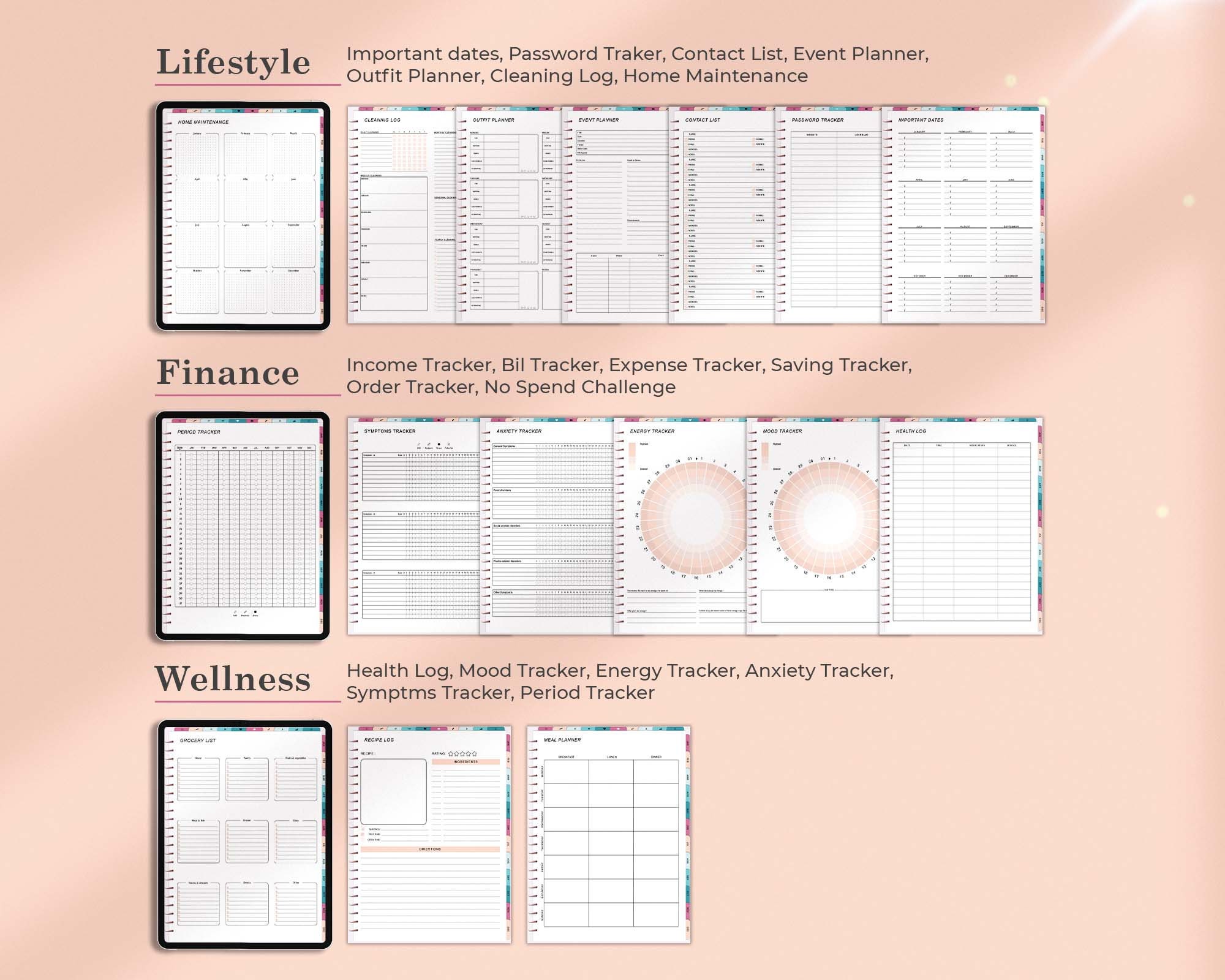 Undated Digital Planner, Monthly Digital Planner, Weekly Digital ...