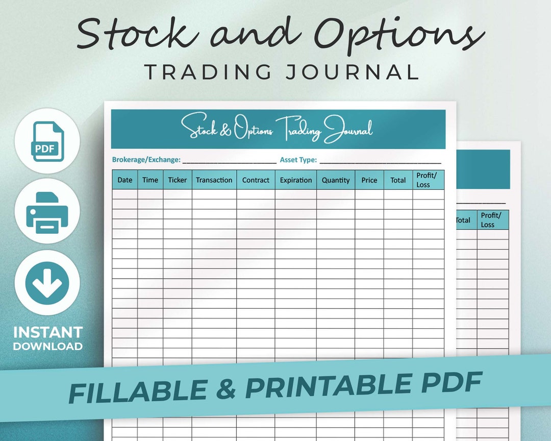 Stock and Options Trading Journal, Fillable, Printable, Transaction ...