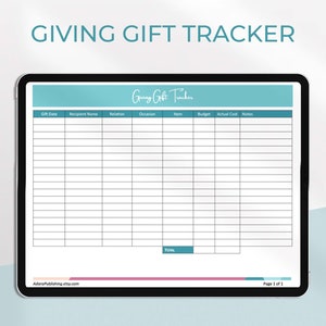 Gift Tracker Bundle, Gift Planner, Fillable and Printable, Spreadsheet, Gift Shopping List ...