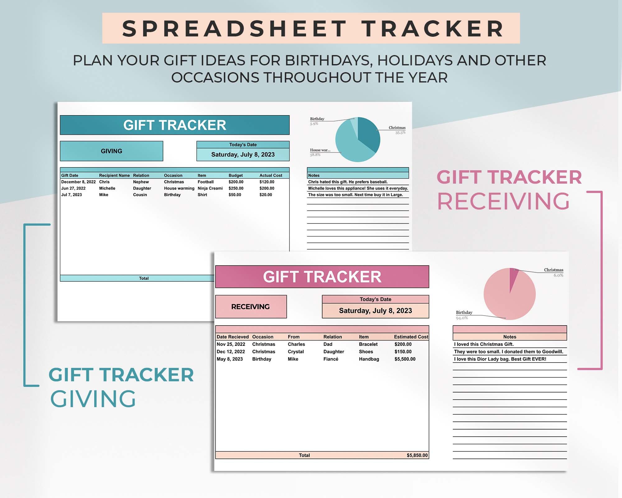 Gift Tracker Bundle Gift Planner Fillable and Printable - Etsy