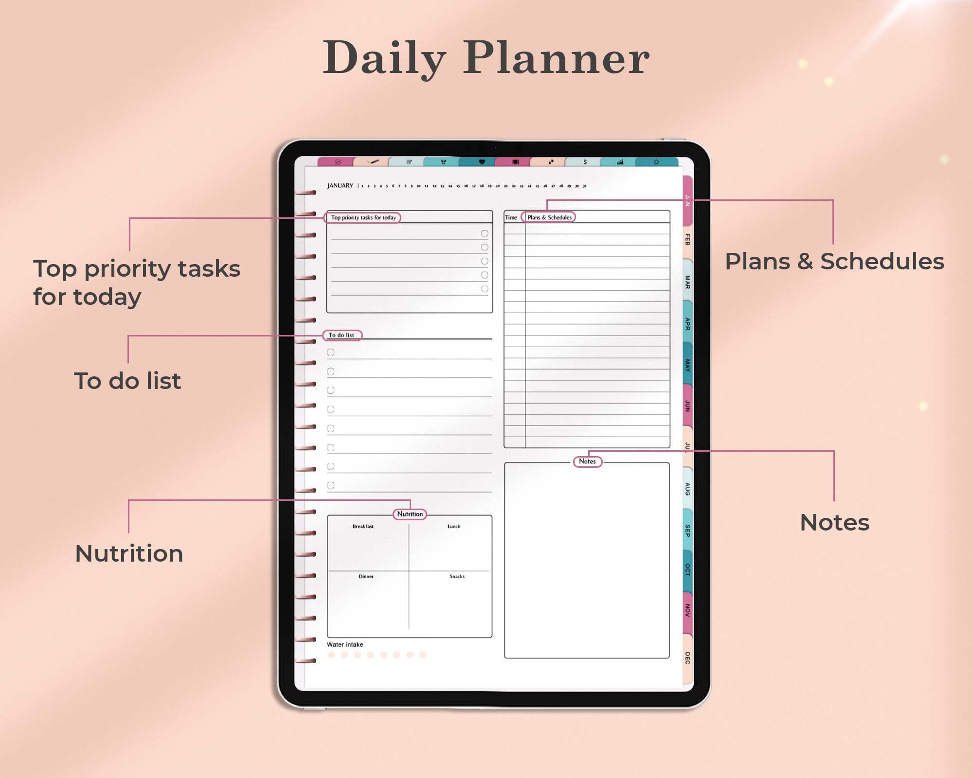 Undated Digital Planner, Monthly Digital Planner, Weekly Digital ...