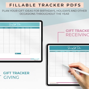 Gift Tracker Bundle, Gift Planner, Fillable and Printable, Spreadsheet ...