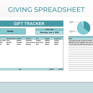 Gift Tracker Bundle, Gift Planner, Fillable and Printable, Spreadsheet ...