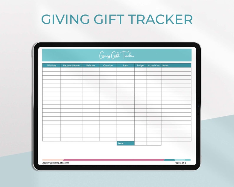Gift Tracker, Gift Planner, Fillable and Printable, Gift Shopping List ...