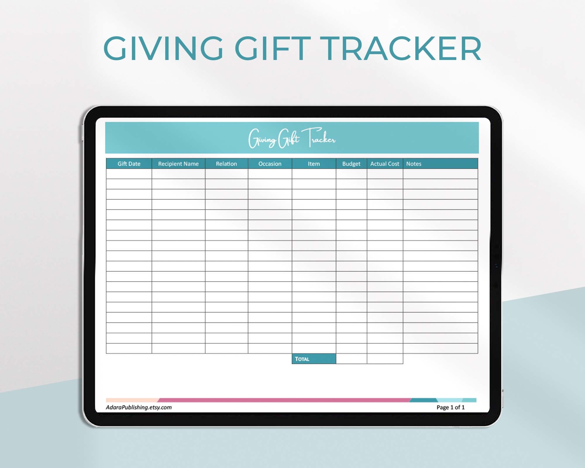 Gift Tracker, Gift Planner, Fillable and Printable, Gift Shopping List ...