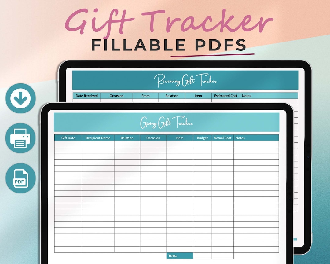 Gift Tracker, Gift Planner, Fillable and Printable, Gift Shopping List ...