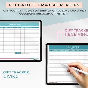Gift Tracker, Gift Planner, Fillable and Printable, Gift Shopping List ...