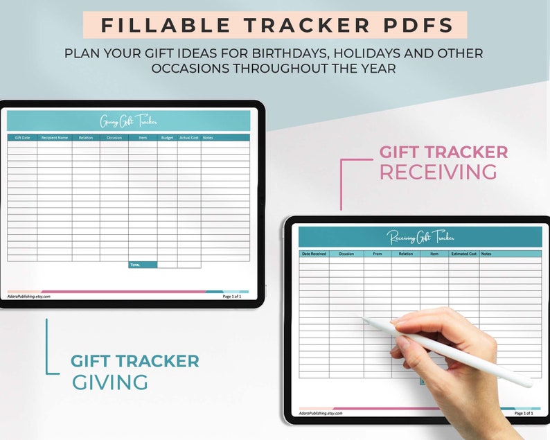 Gift Tracker, Gift Planner, Fillable and Printable, Gift Shopping List ...