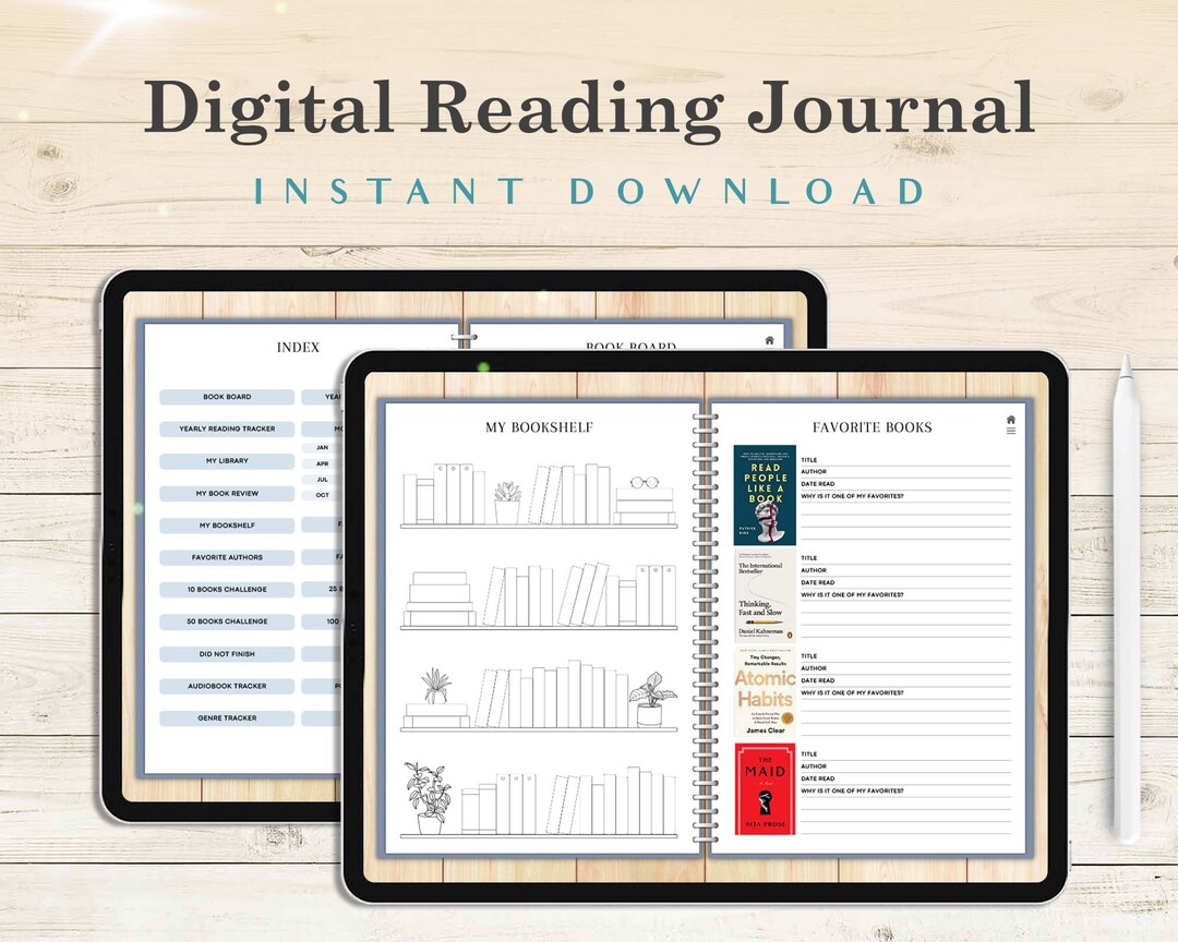 Digital Reading Journal, Reading Planner, Reading Tracker, Book Tracker ...