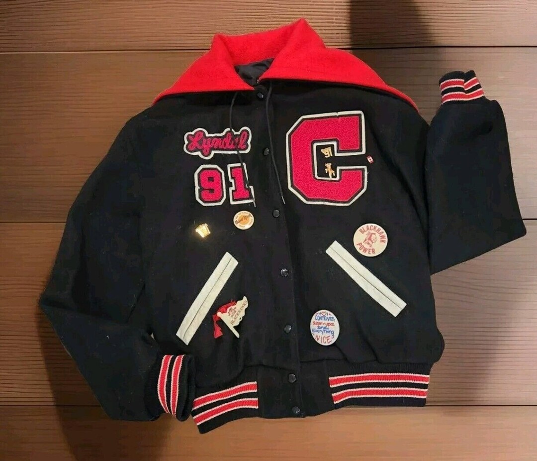 Vintage 1991 Nelson’s Letterman Varsity Jacket Black & Red Wool Snaps ...