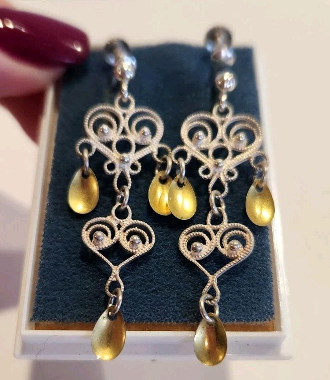 Vintage Solje Double Heart Dangle Screw Back Sterling Earrings Norway ...