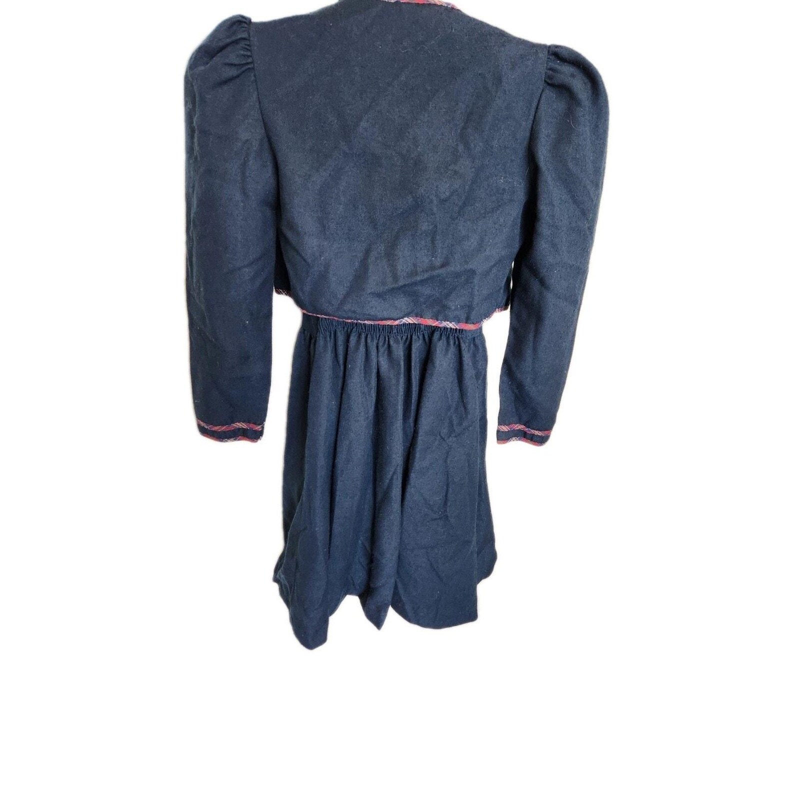 Vtg 80s Party Dress & Jacket Set Girls Red Blue Plaid White Collar Lace ...