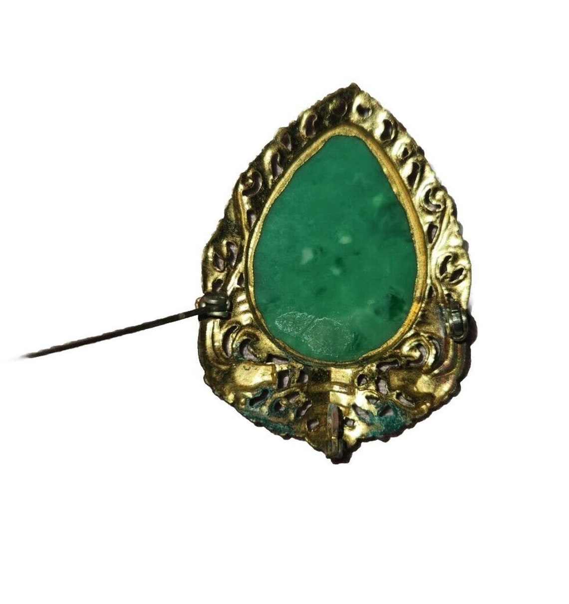 Vintage Chinese Carved Faux Jade Bird Brooch Pin Pendant Filigree - Etsy