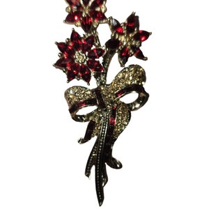 Vintage Avon Pin Poinsettia Flower Bouquet Christmas Red Rhinestone ...