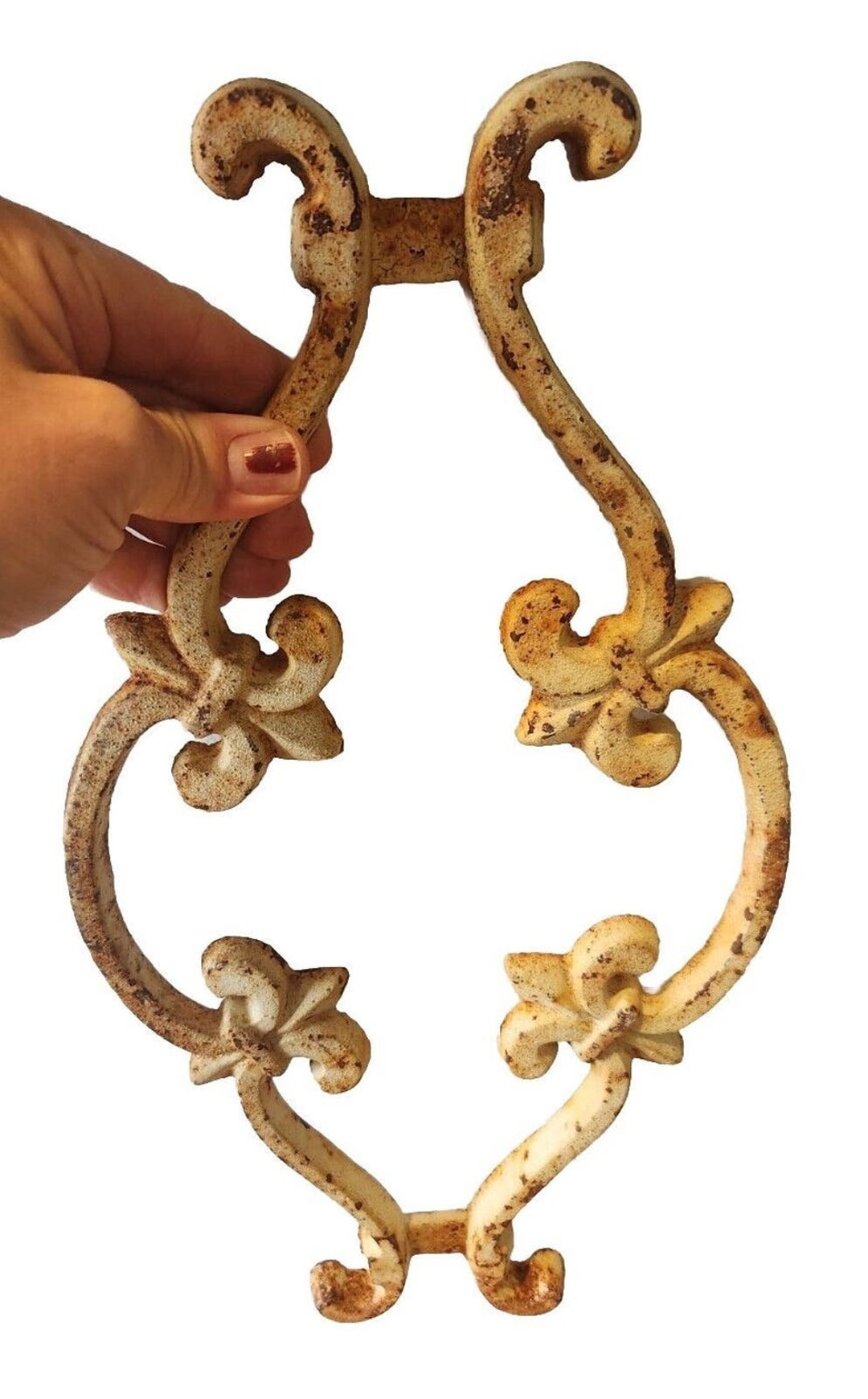 Old Architectural Cast Iron Garden Decor Distressed WHITE ~ French ...