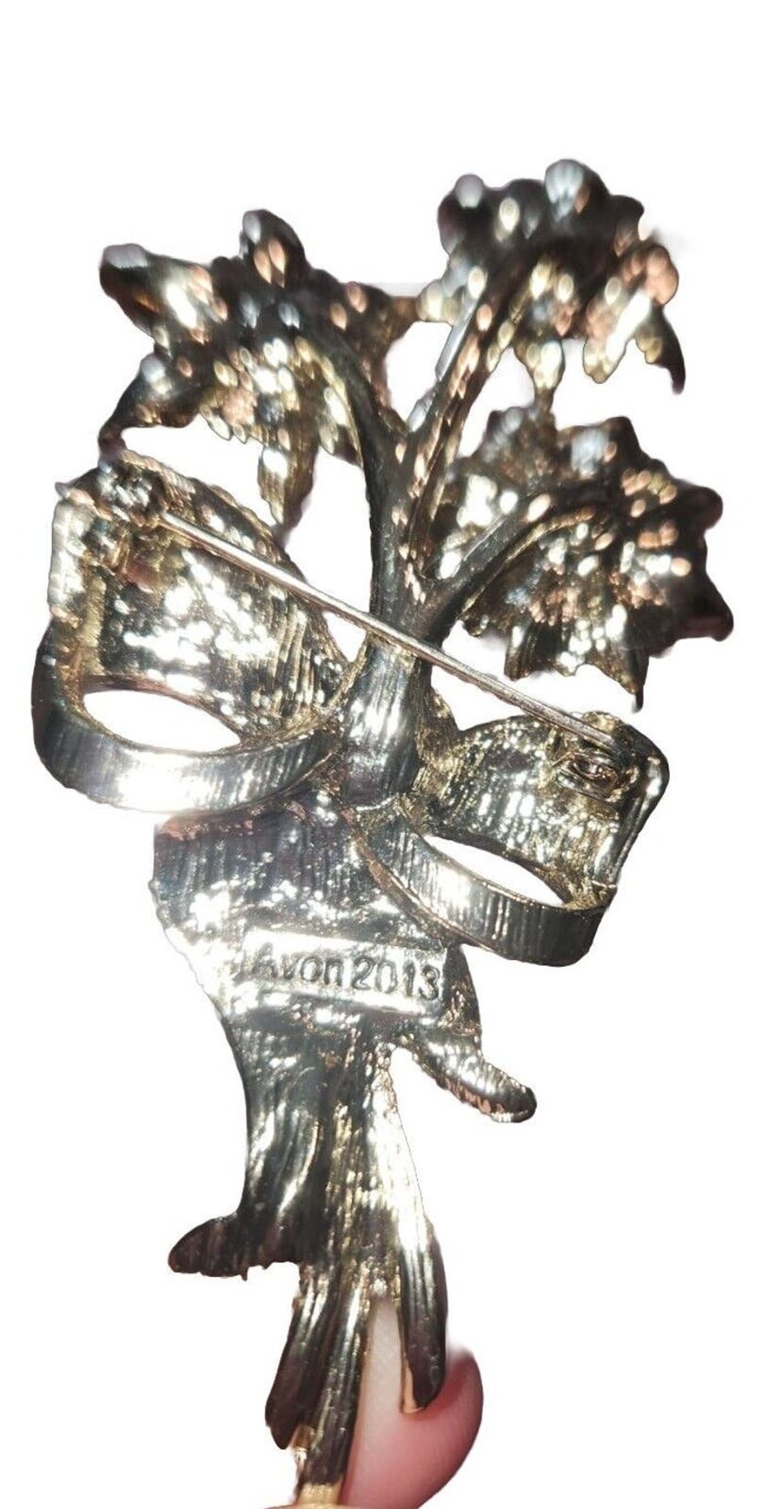 Vintage Avon Pin Poinsettia Flower Bouquet Christmas Red Rhinestone ...