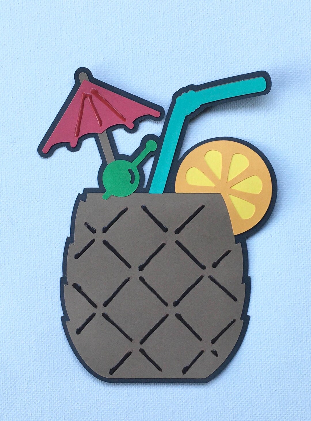 Pineapple Drink Scrapbooking Die Cut - Layered Cardstock - Tropical ...