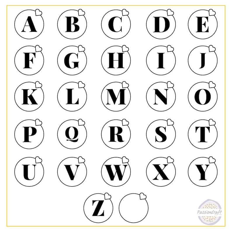Heart Monogram, Circle Letter, Simple Initial, Personalized Monogram ...