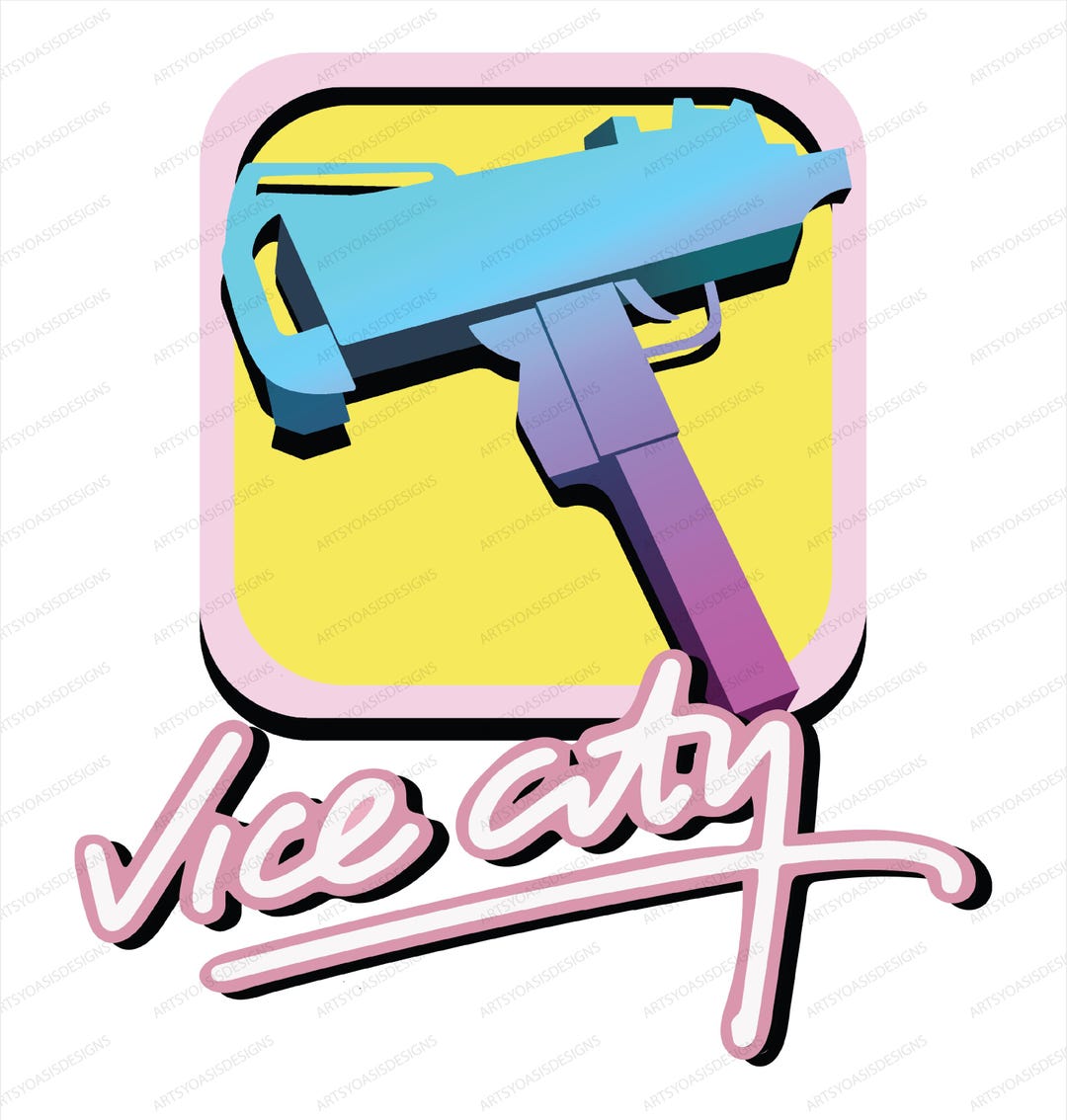 Retro Vice City Graphic, Video Game, Uzi, GTA, Png, Pdf, Svg, Vice City ...