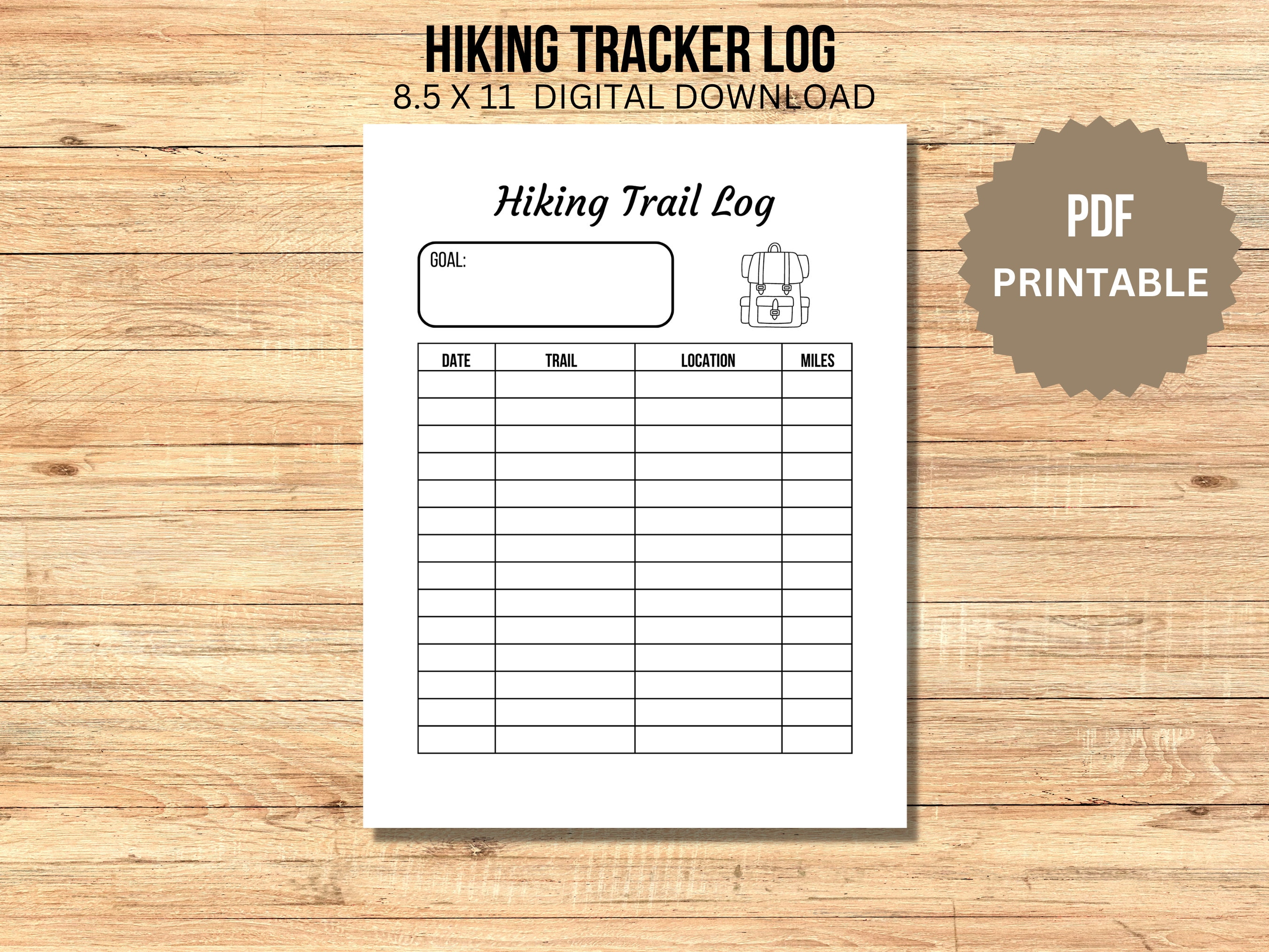 Hiking Log Printable 8.5 X 11 Hiking Tracker Trail Tracker 52 Hike Challenge - Etsy