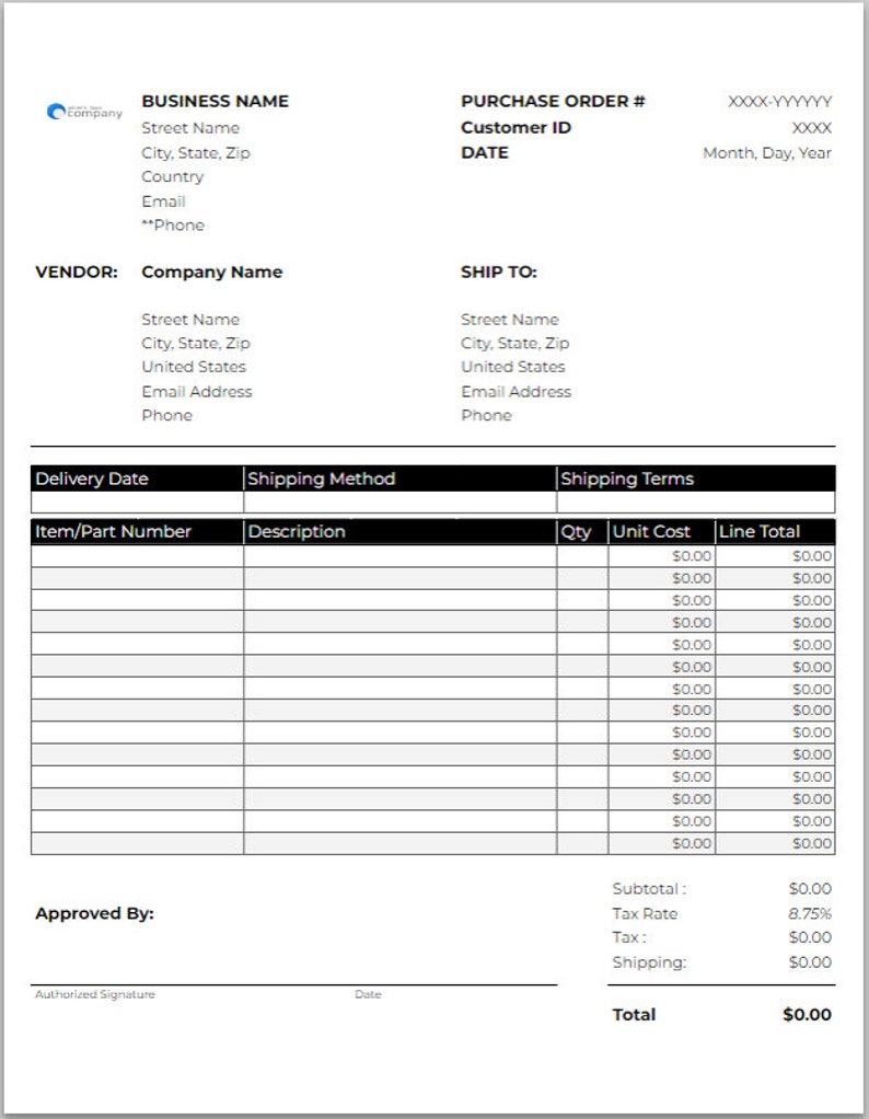 Purchase Order Template for Businesses - Etsy