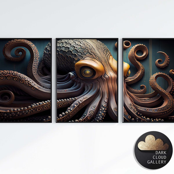 Octopus Triptych - Etsy