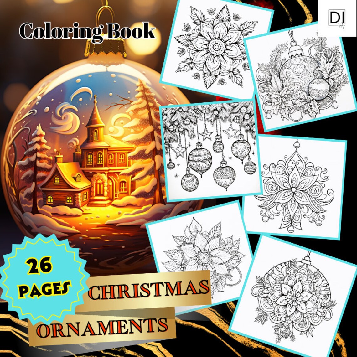 Christmas Ornaments Coloring Book for Adults, Festive and Joyful ...