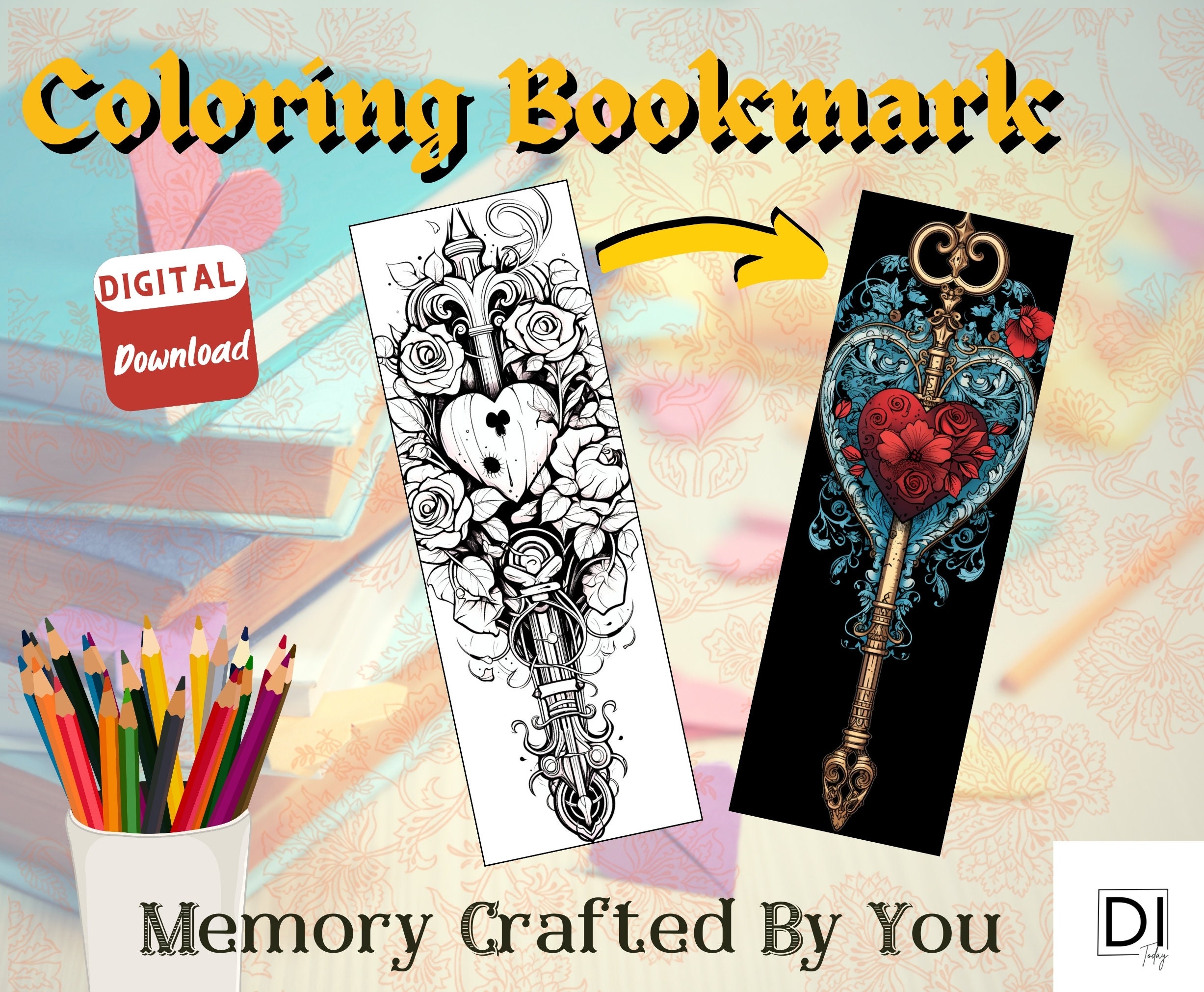 Dark Twisted Fantasy Coloring Reader Bookmark, Key Lock Celtic Mandala ...