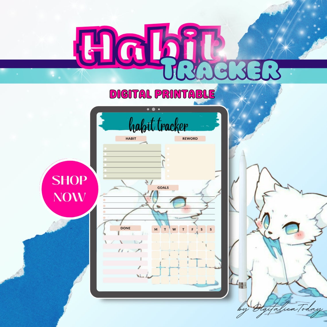 Digital Habit Tracker Challenge Tracker , Goal Planner , Printable Kdp ...