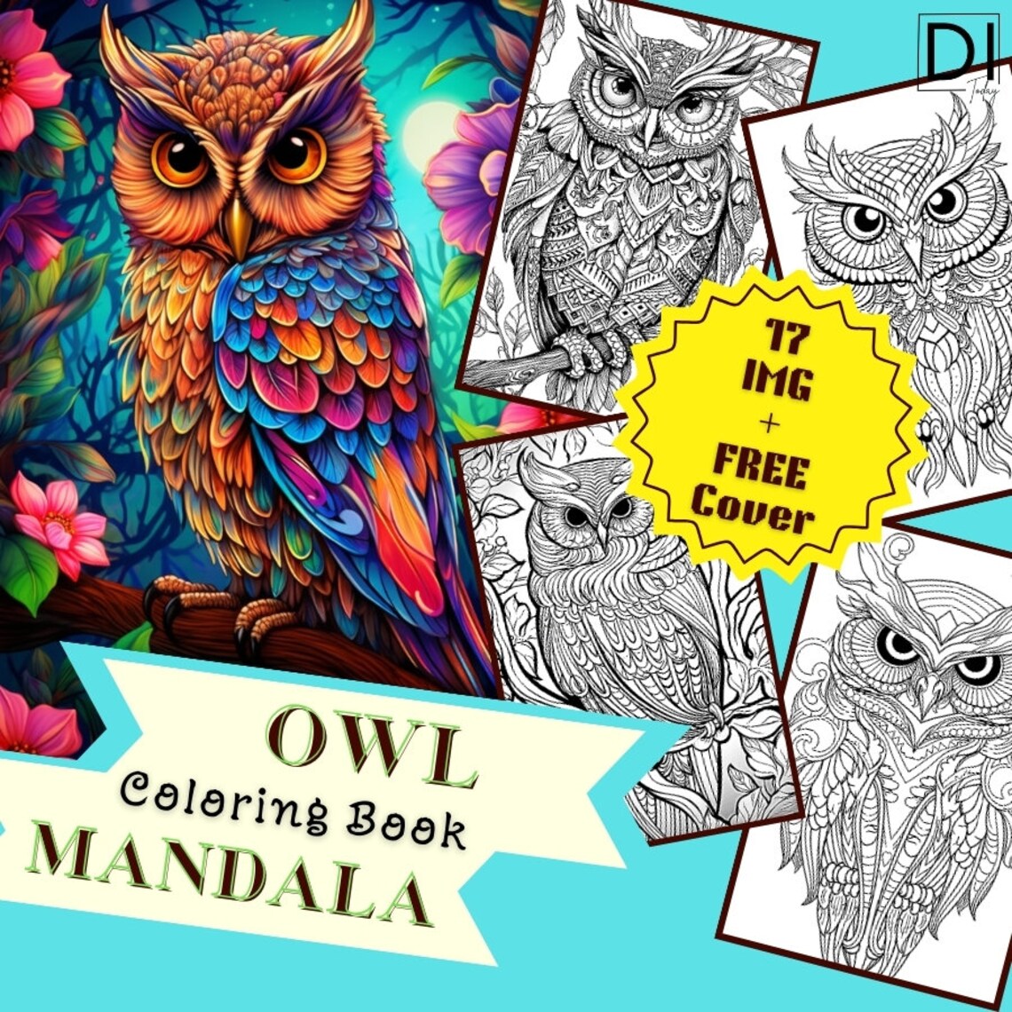 Owl Mandala Digital Coloring Book for Adults Teens , Celtic Fantasy ...