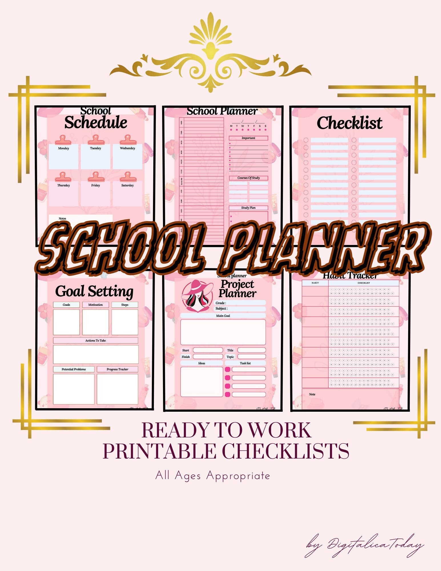 Study Planner for Girls Printable Planner for Teens - Etsy