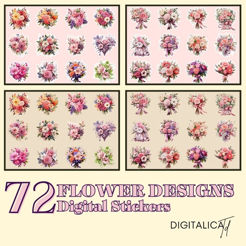 Flower Deco Printable Stickers , Goodnote Planner Flower Stickers ...