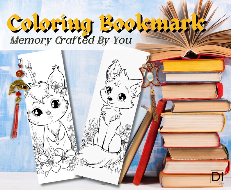 12 Baby Animal Coloring Bookmark for Kids , Book Lover Gift Box ...