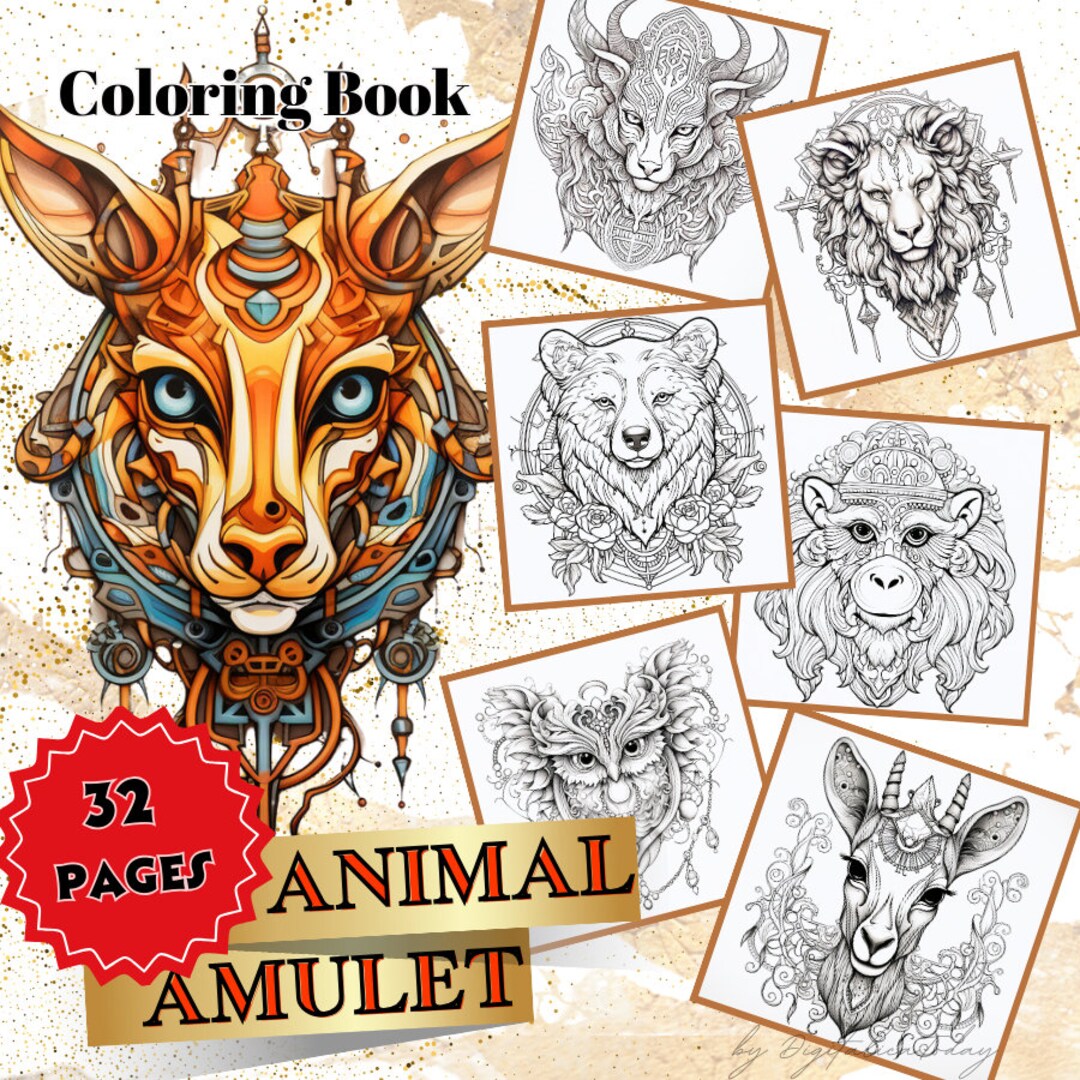 Animal Totems and Amulets Coloring Pages Mystic Colouring - Etsy UK