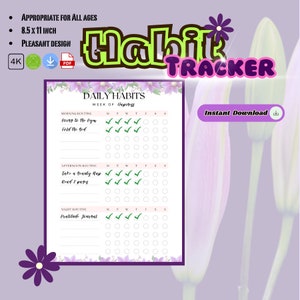 Floral Minimalist Daily Planner Printable , Digital Daily Undated ...