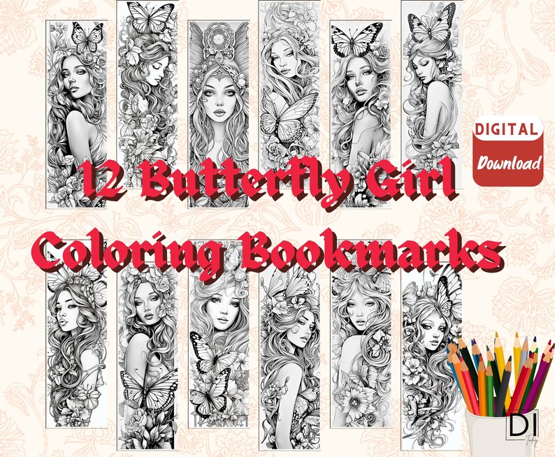 Sexy Fairy Digital Coloring Bookmark , Book Lover Gift , Colouring Book ...