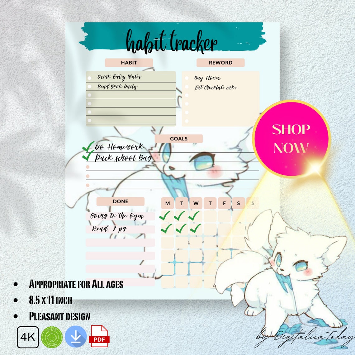 Digital Habit Tracker Challenge Tracker , Goal Planner , Printable Kdp ...