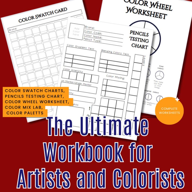 Color Theory Workbook Bundle , Coloring Swatch Charts, Pencil Testing ...