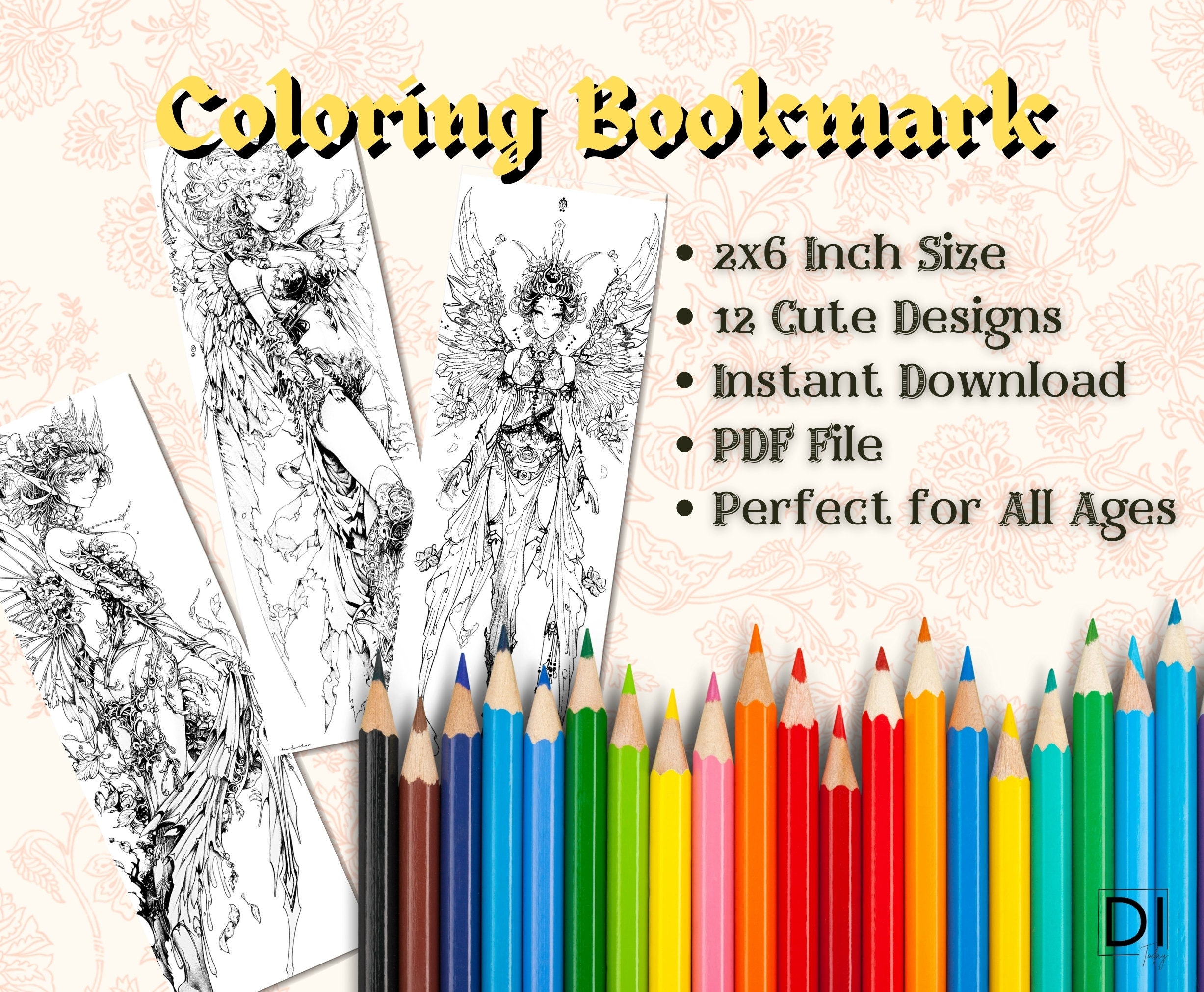12 Fairies Coloring Digital Bookmark Set, Game Figurines , Gift for ...