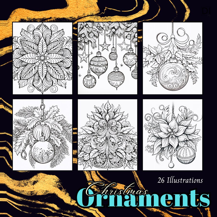 Christmas Ornaments Coloring Book for Adults, Festive and Joyful ...