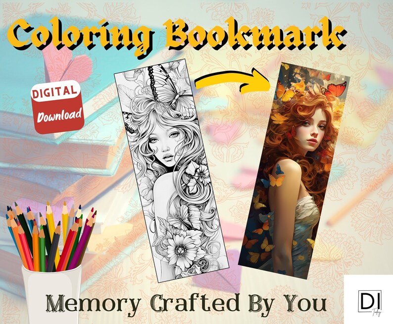 Sexy Fairy Digital Coloring Bookmark , Book Lover Gift , Colouring Book ...