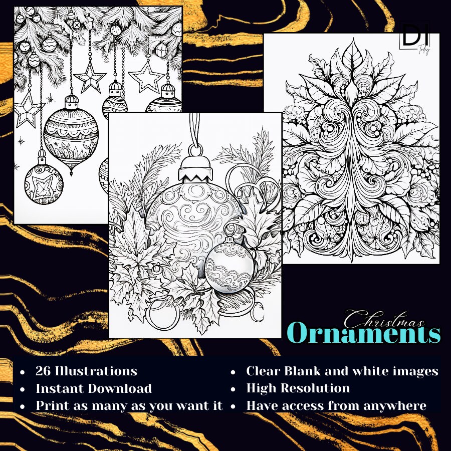 Christmas Ornaments Coloring Book for Adults, Festive and Joyful ...