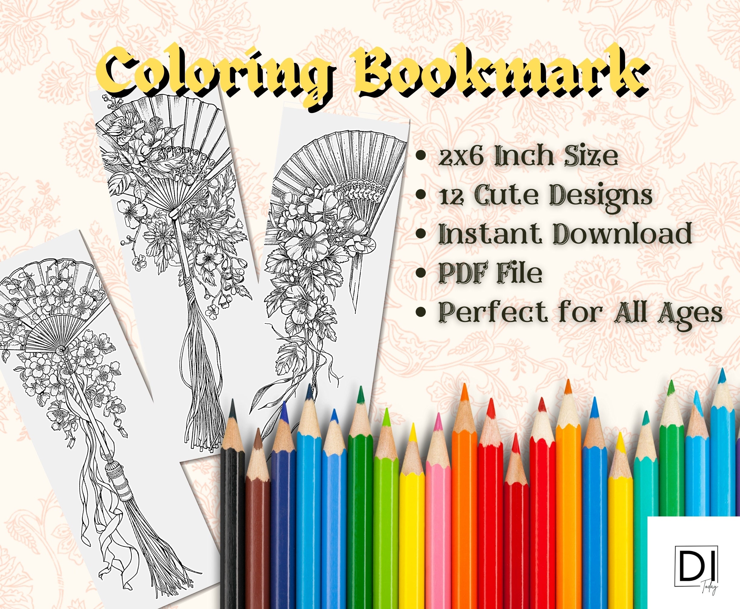 Korean Fan Mandala Coloring Bookmarks , South Asian Colouring Book Mark ...