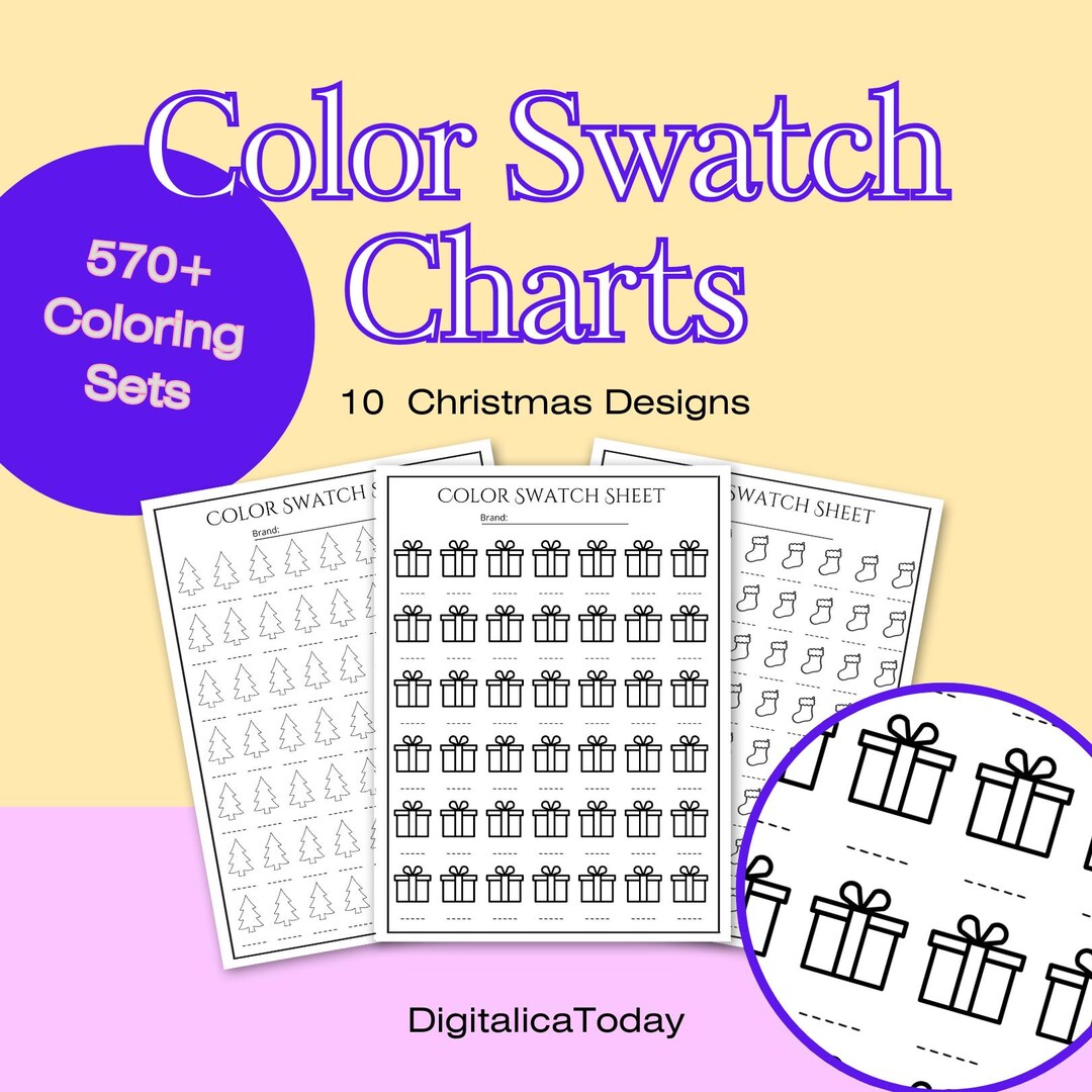 12 Christmas Color Swatch Chart Bundle for Coloring Pencils Markers for ...