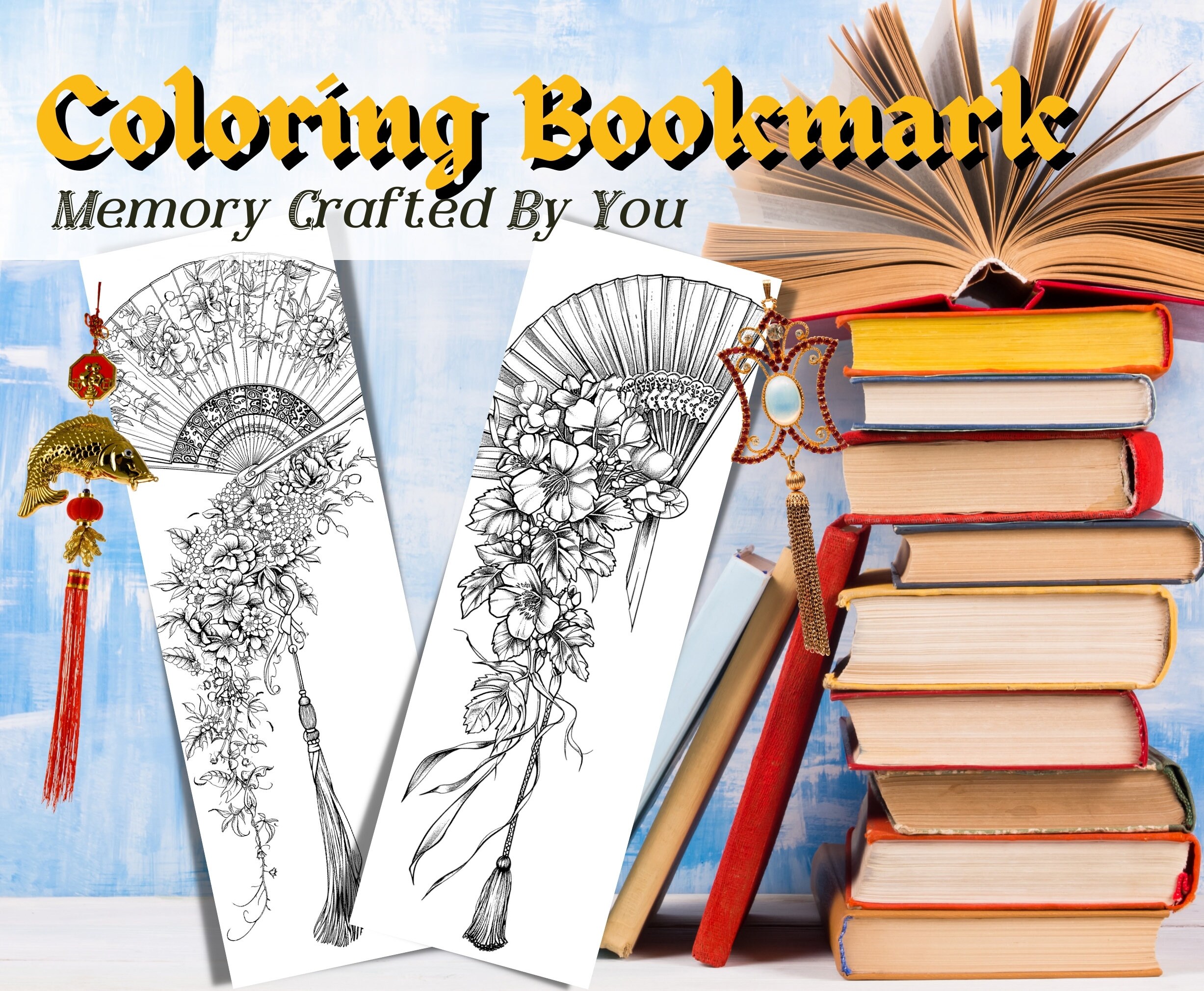Korean Fan Mandala Coloring Bookmarks , South Asian Colouring Book Mark ...
