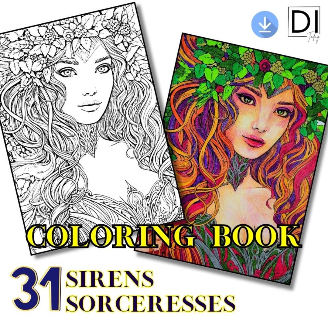 Fantasy Coloring Pages for Adults , Magical Sirens Beauties ...