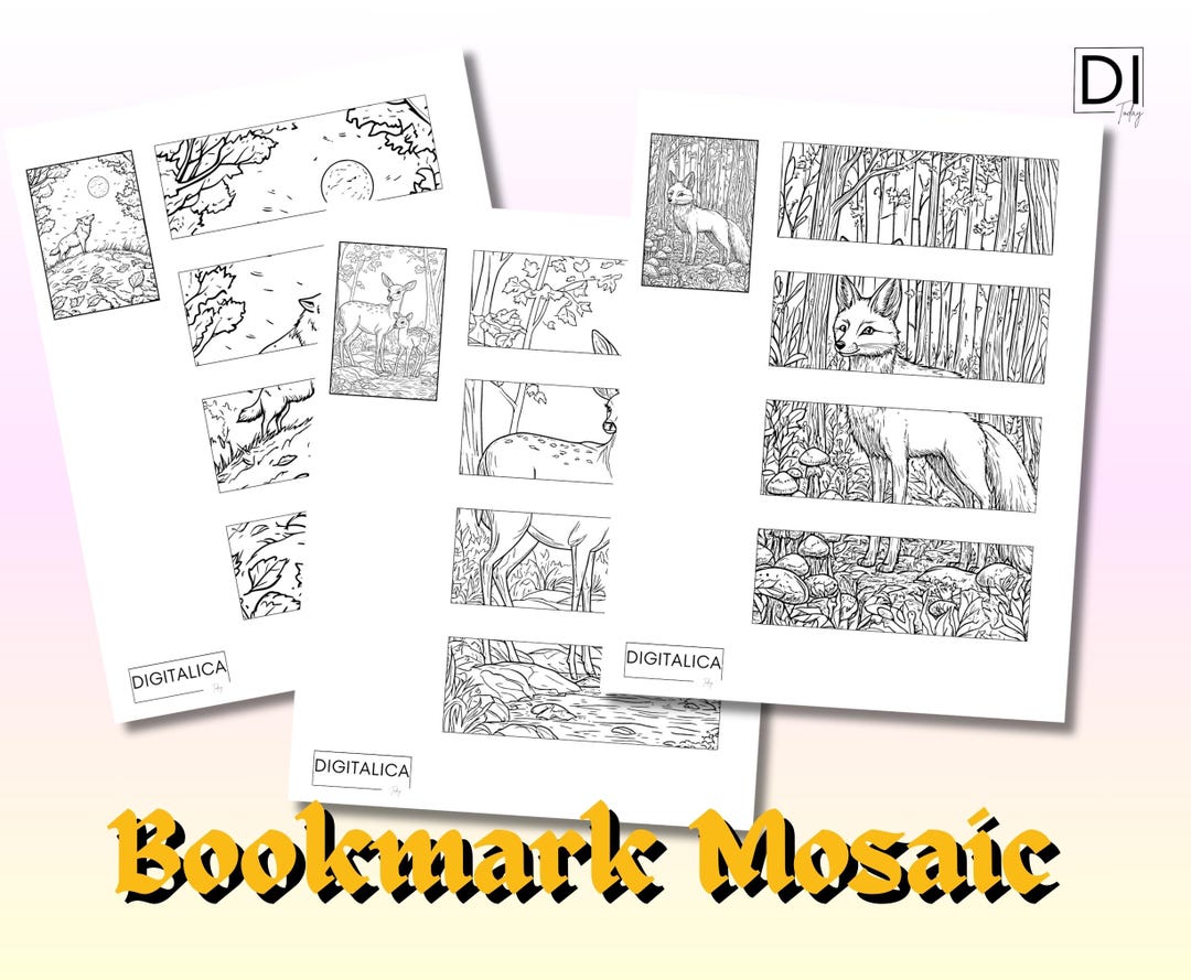 Fall Animals Coloring Bookmark , Puzzle Children Diy Craft , Colouring ...