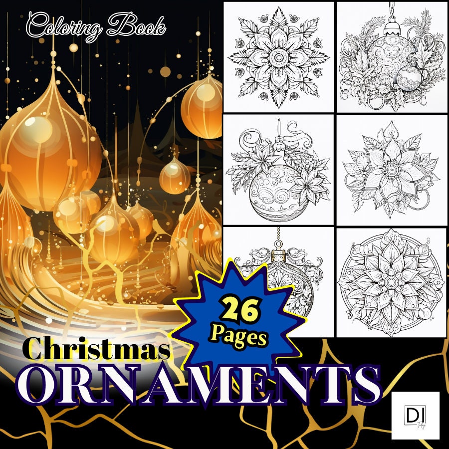Christmas Ornaments Coloring Book for Adults, Festive and Joyful ...